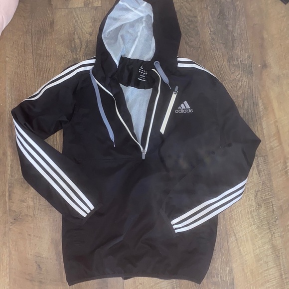 adidas | Jackets & Coats | Adidas Half Zip Hooded Windbreaker | Poshmark